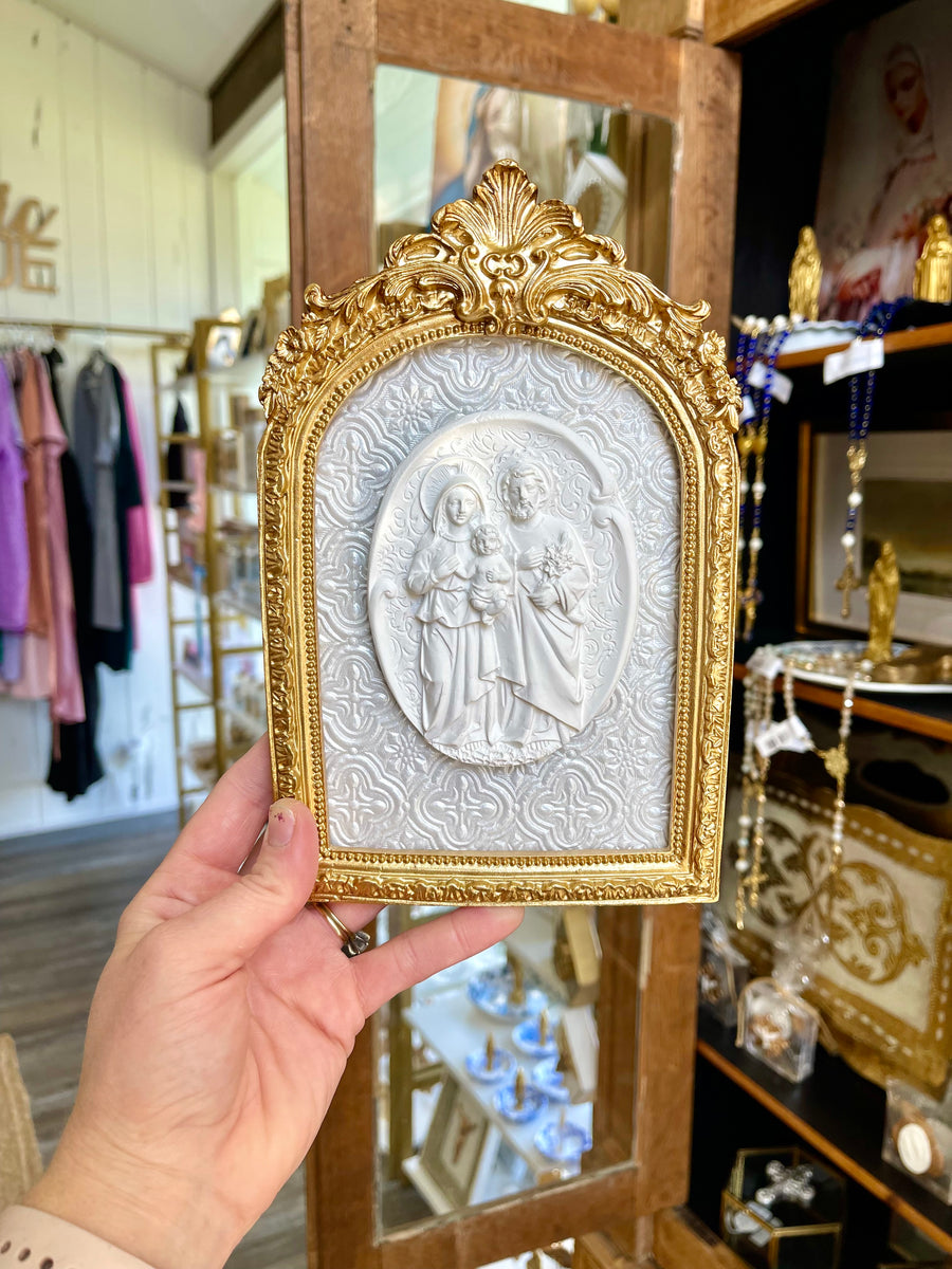 Holy Family on Ivory Medallion Backed Vintage Gold Frame- Christina Ye ...